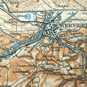 Antique 1925 Brocken, Germany Map From Baedekers Guide Atlas – Bad ...