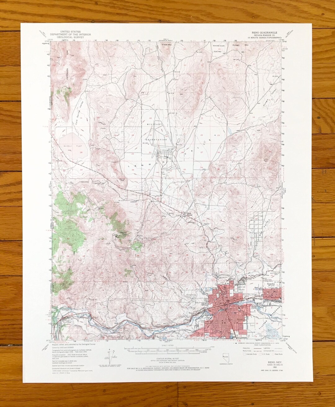 Antique Reno, Nevada 1950 US Geological Survey Topographic Map – Sparks ...