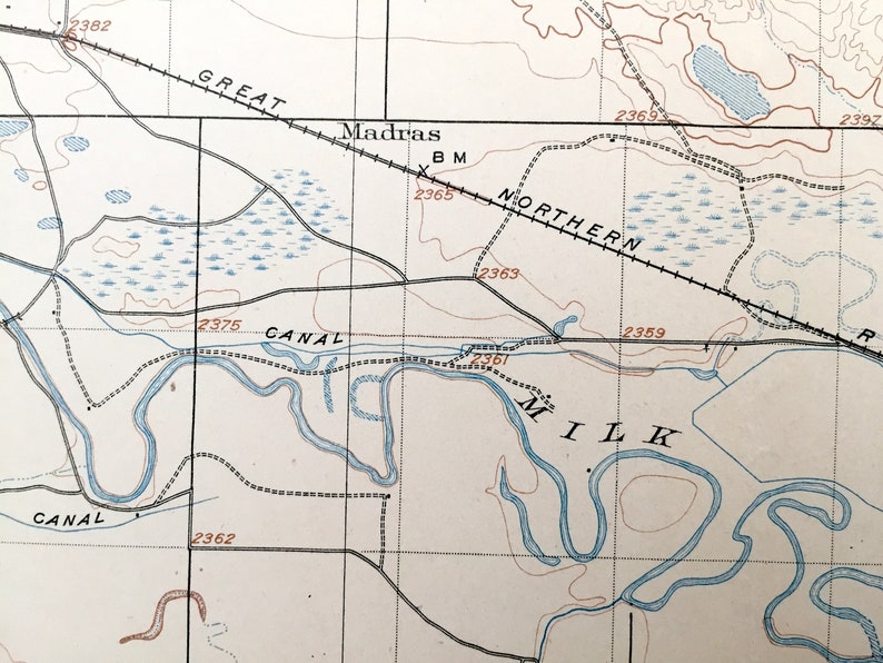 Antique Harlem, Montana 1905 US Geological Survey Topographic Map ...