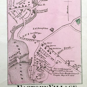 Antique 1871 Greenfield & Gill, Massachusetts Map From F.W. Beers Atlas ...