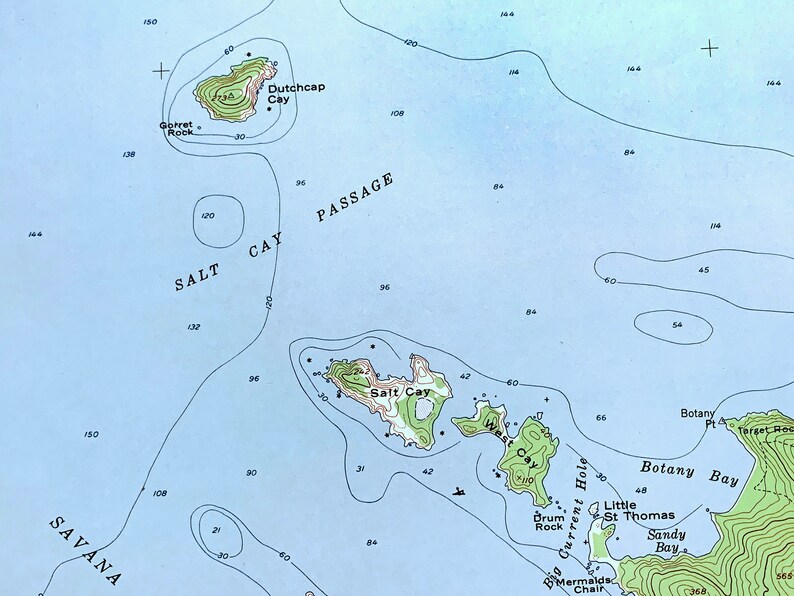 Antique St Thomas, US Virgin Islands 1955 US Geological Survey ...