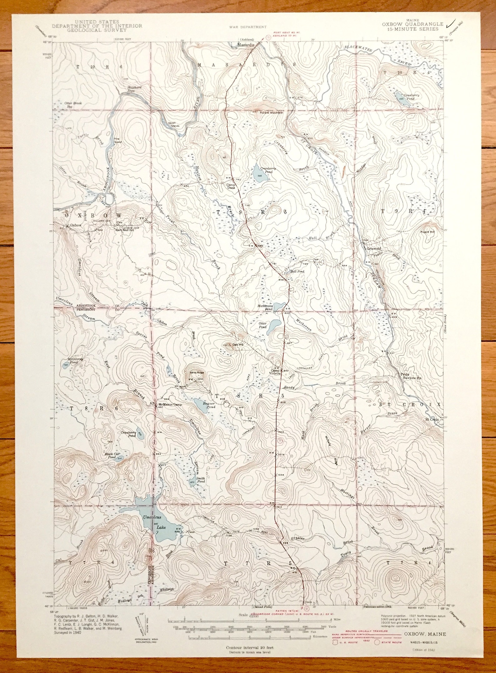 Antique Oxbow Maine 1942 US Geological Survey Topographic Map | Etsy