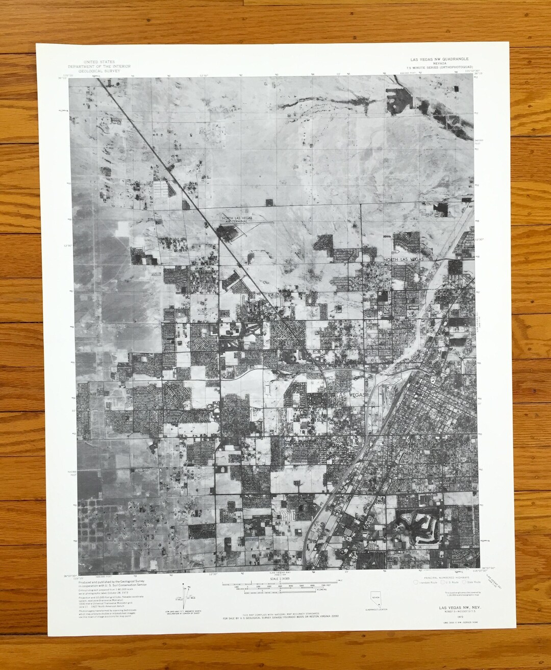 Antique Las Vegas, Nevada Northwest 1973 US Geological Survey ...
