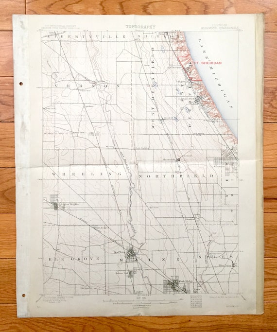 Antique Highwood Illinois 1900 US Geological Survey | Etsy