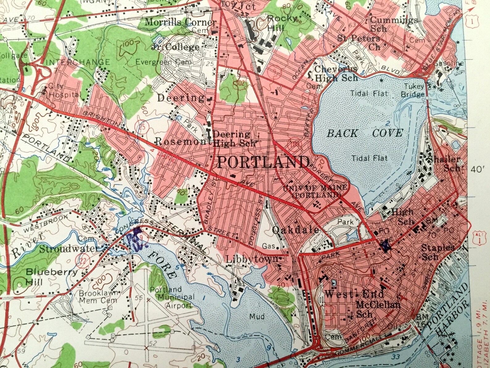 Antique Portland, Maine 1957 US Geological Survey Topographic Map ...