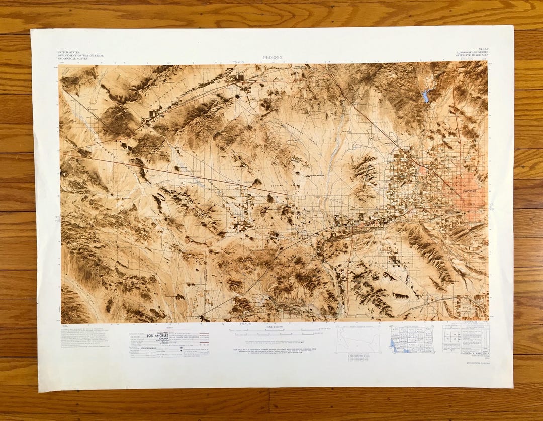 Antique Phoenix, Arizona 1972 US Geological Survey Topographic Map ...