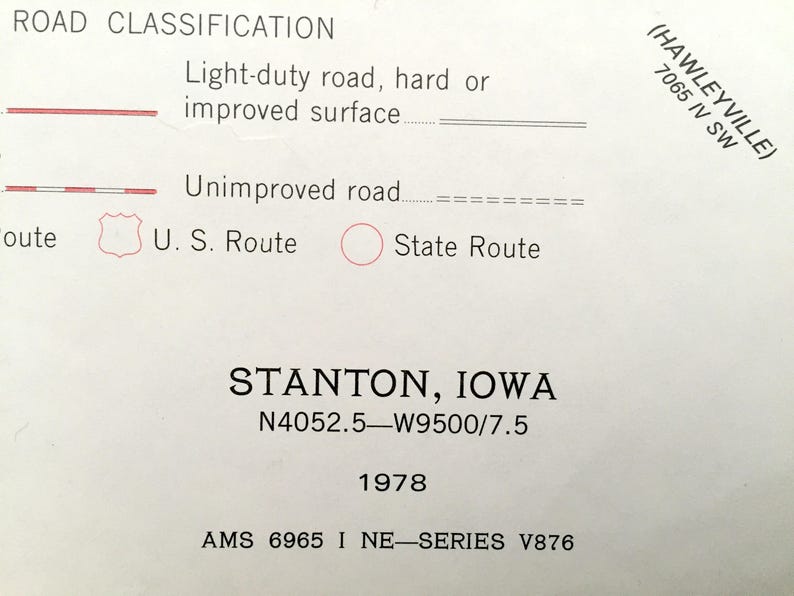 Antique Stanton, Iowa 1978 US Geological Survey Topographic Map ...