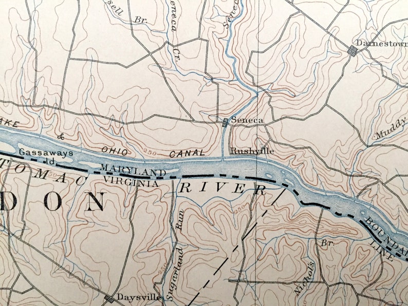Antique Frederick, Maryland 1894 US Geological Survey Topographic Map ...