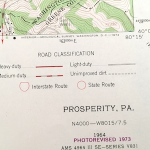 Antique Prosperity, Pennsylvania 1964 US Geological Survey Topographic ...