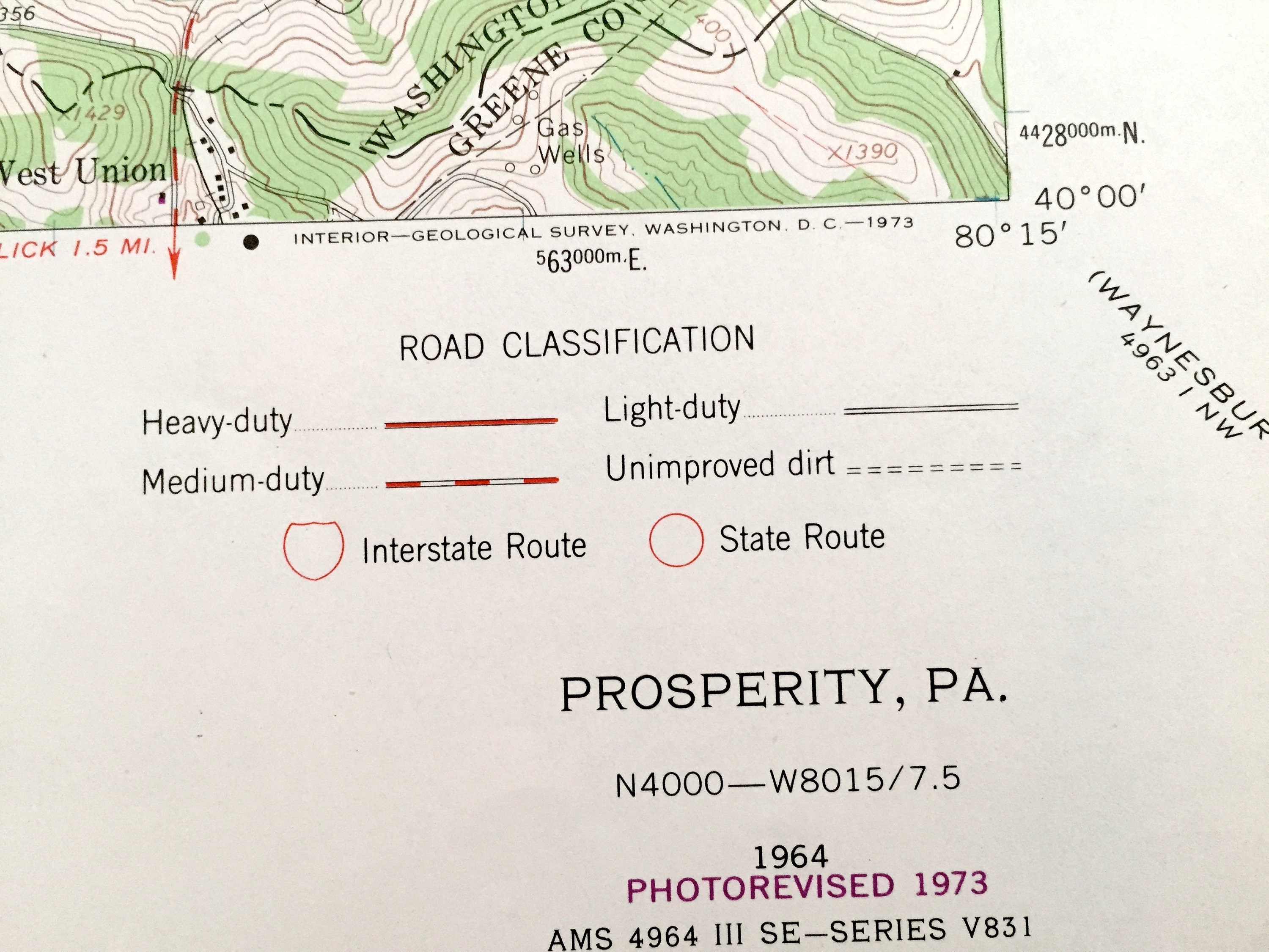 Antique Prosperity Pennsylvania 1964 US Geological Survey | Etsy