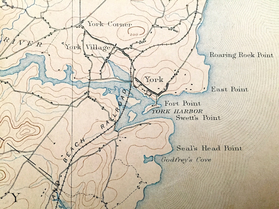 Antique York Maine 1893 US Geological Survey Topographic Map | Etsy