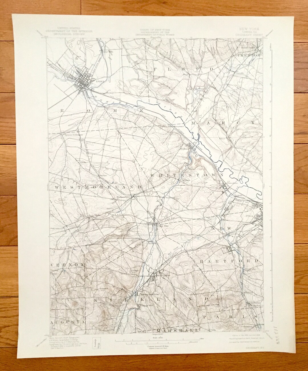 Antique Oriskany, New York 1898 US Geological Survey Topographic Map ...