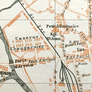 Antique 1909 Autun, France Map From Baedekers Guide Atlas – Saone-et ...
