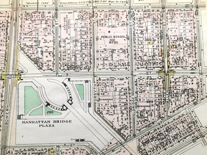 Antique Manhattan, New York Map From Bromley's 1925 Manhattan Land Book ...