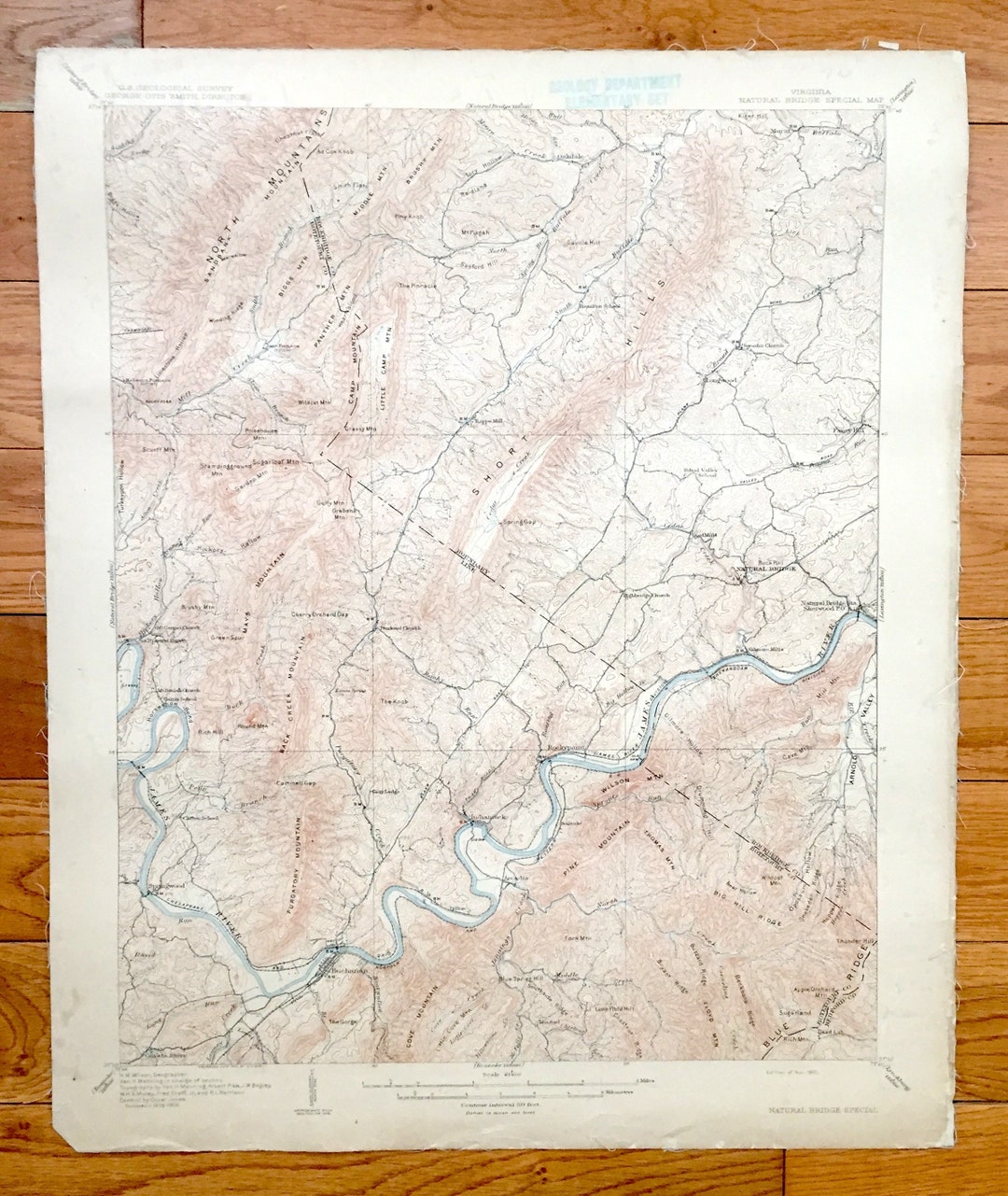 Antique Natural Bridge, Virginia 1907 US Geological Survey Topographic ...