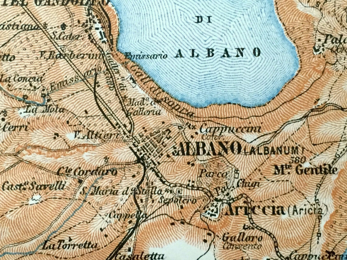 Antique 1904 Lago di Albano Italy Map from Baedekers Guide | Etsy