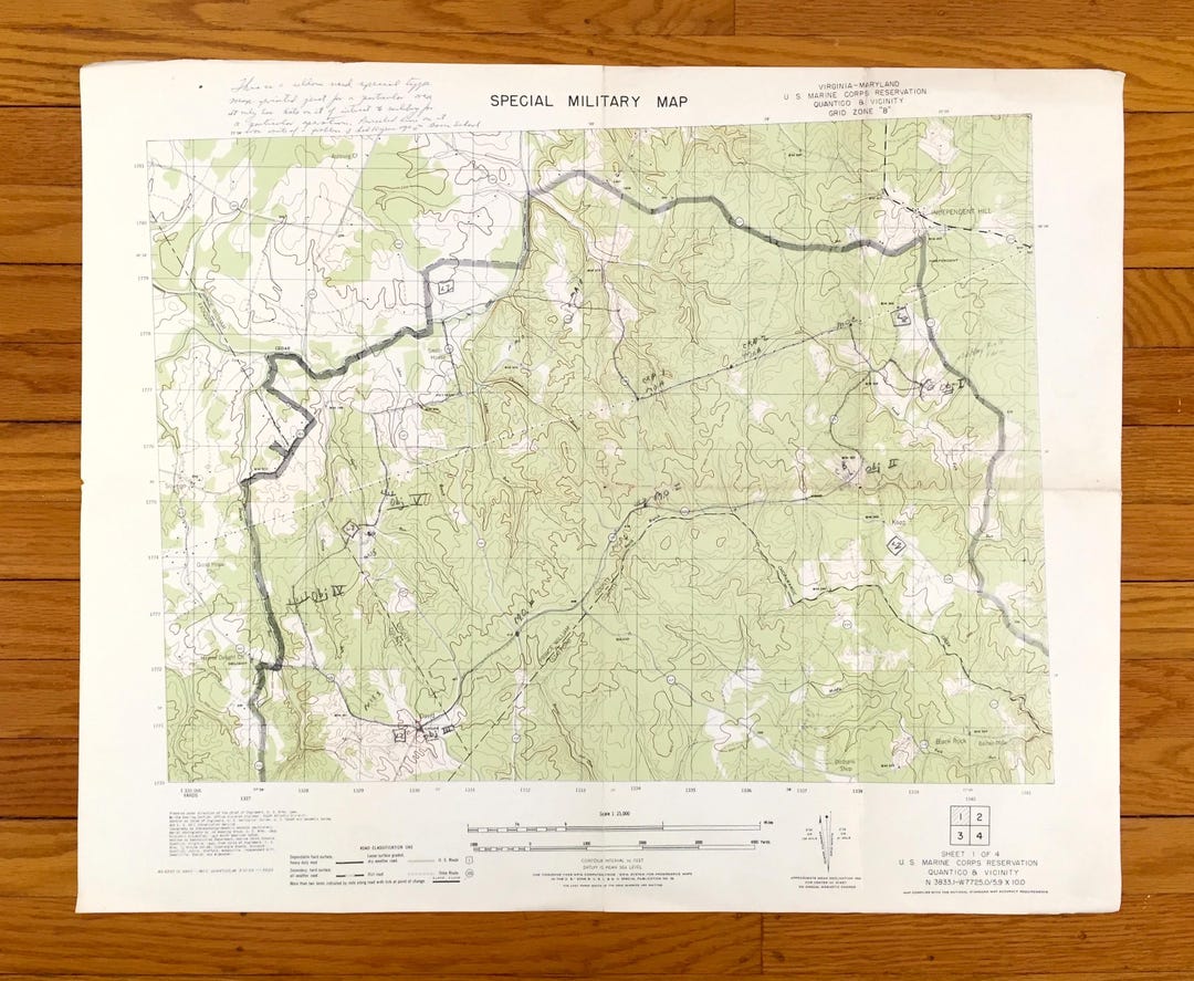 Antique Quantico, Virginia 1955 US Marine Corps Topographic Survey ...