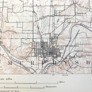 Antique Murphysboro, Illinois 1910 US Geological Survey Topographic Map ...
