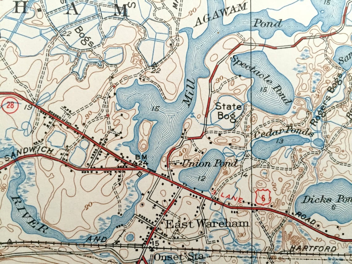 Antique Wareham Massachusetts 1939 US Geological Survey - Etsy