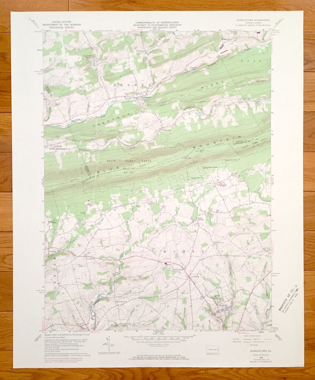 Antique Kunkletown, Pennsylvania 1960 US Geological Survey Topographic ...