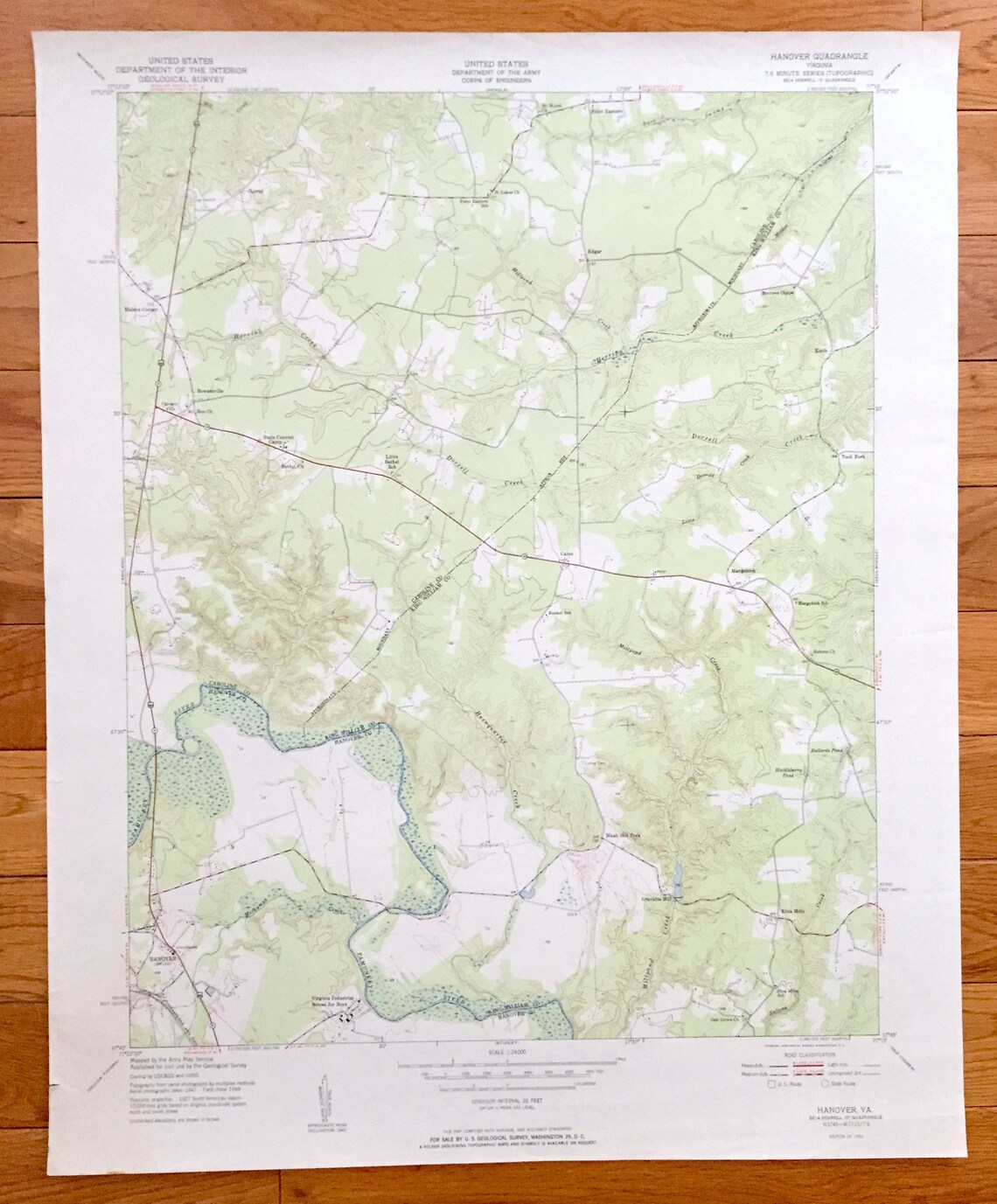 Antique Hanover Virginia 1951 US Geological Survey | Etsy