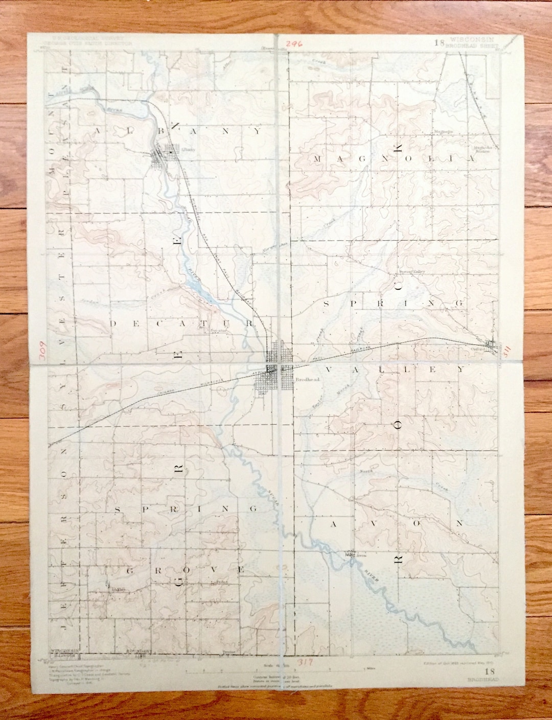 Antique Brodhead, Wisconsin 1893 US Geological Survey Topographic Map ...