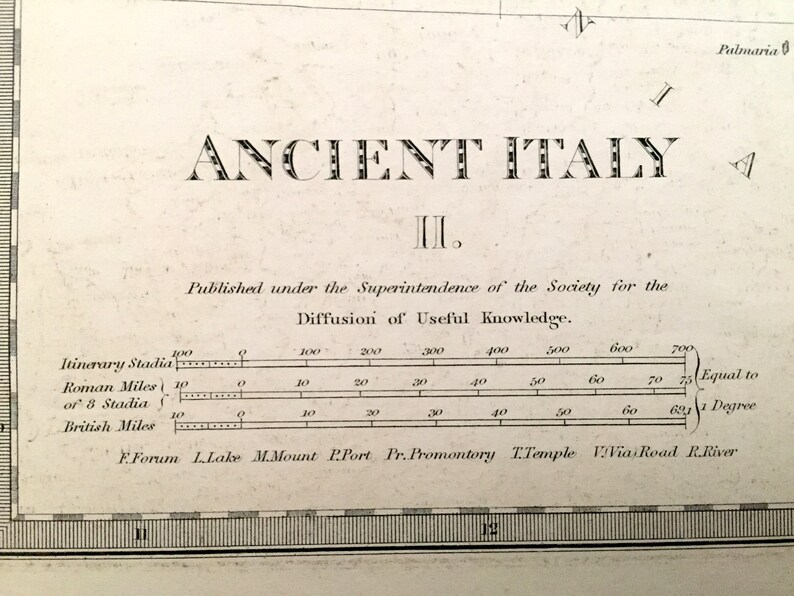 Antique 1830 Ancient Italy Map From SDUK Atlas Rome Roman | Etsy