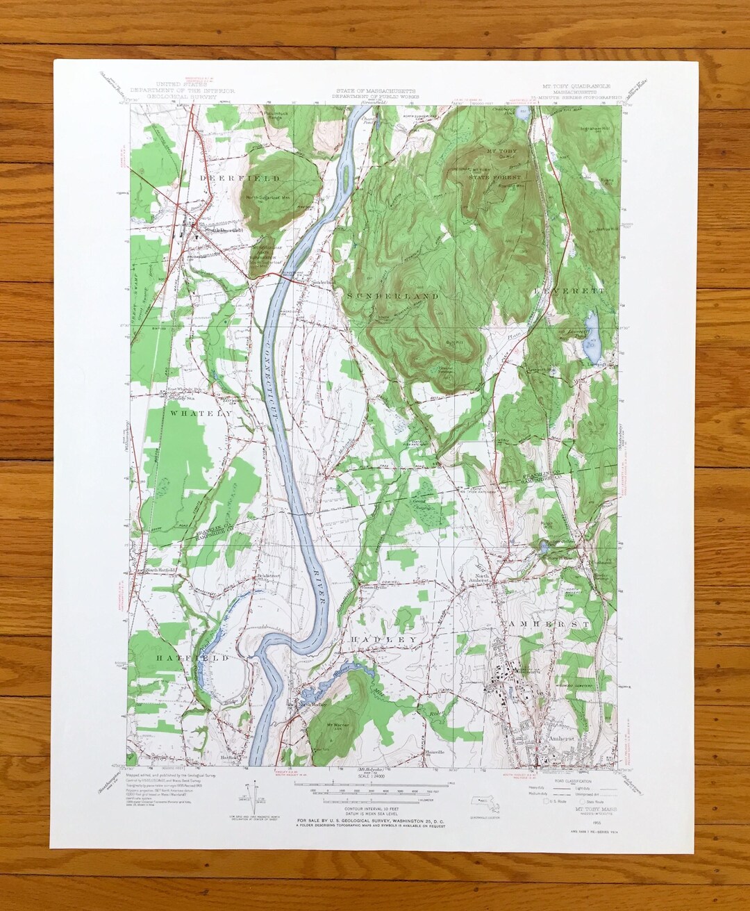 Antique Mt Toby, Massachusetts 1955 US Geological Survey Topographic ...