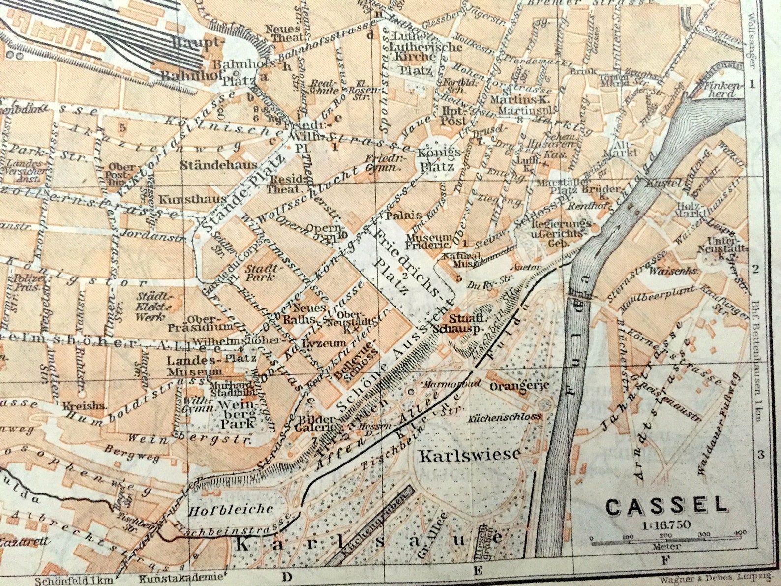 Antique 1925 Cassel, Germany Map From Baedekers Guide Atlas – Waldau ...