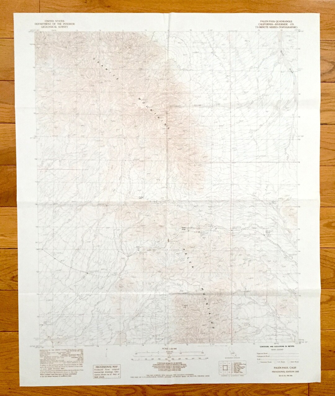 Antique Palen Pass, California 1983 US Geological Survey Topographic ...