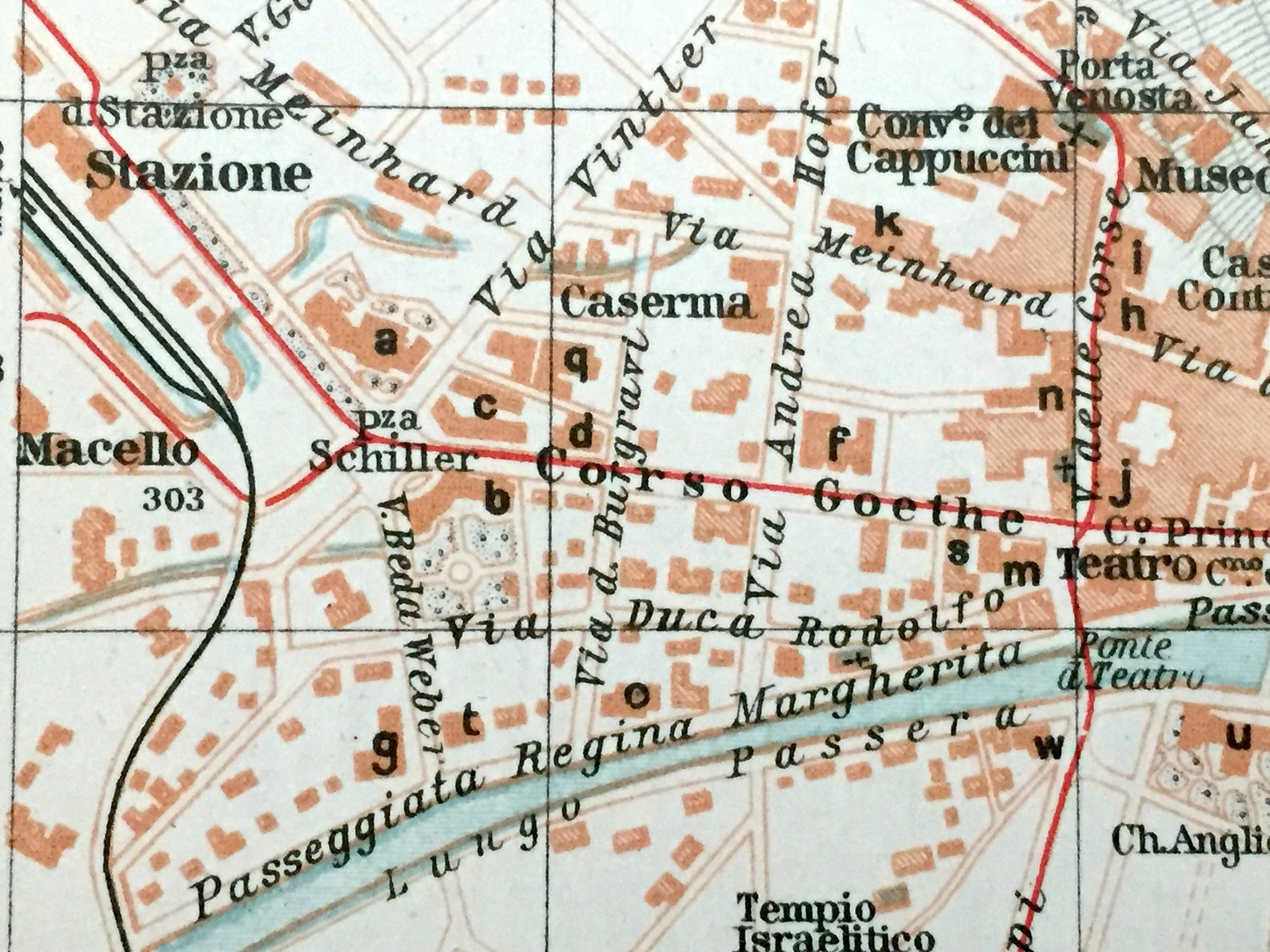 Antique 1937 Merano, Italy Map From Muirhead's Blue Guides & Baedekers ...