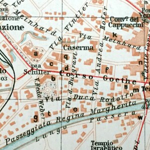 Antique 1937 Merano, Italy Map From Muirhead's Blue Guides & Baedekers ...