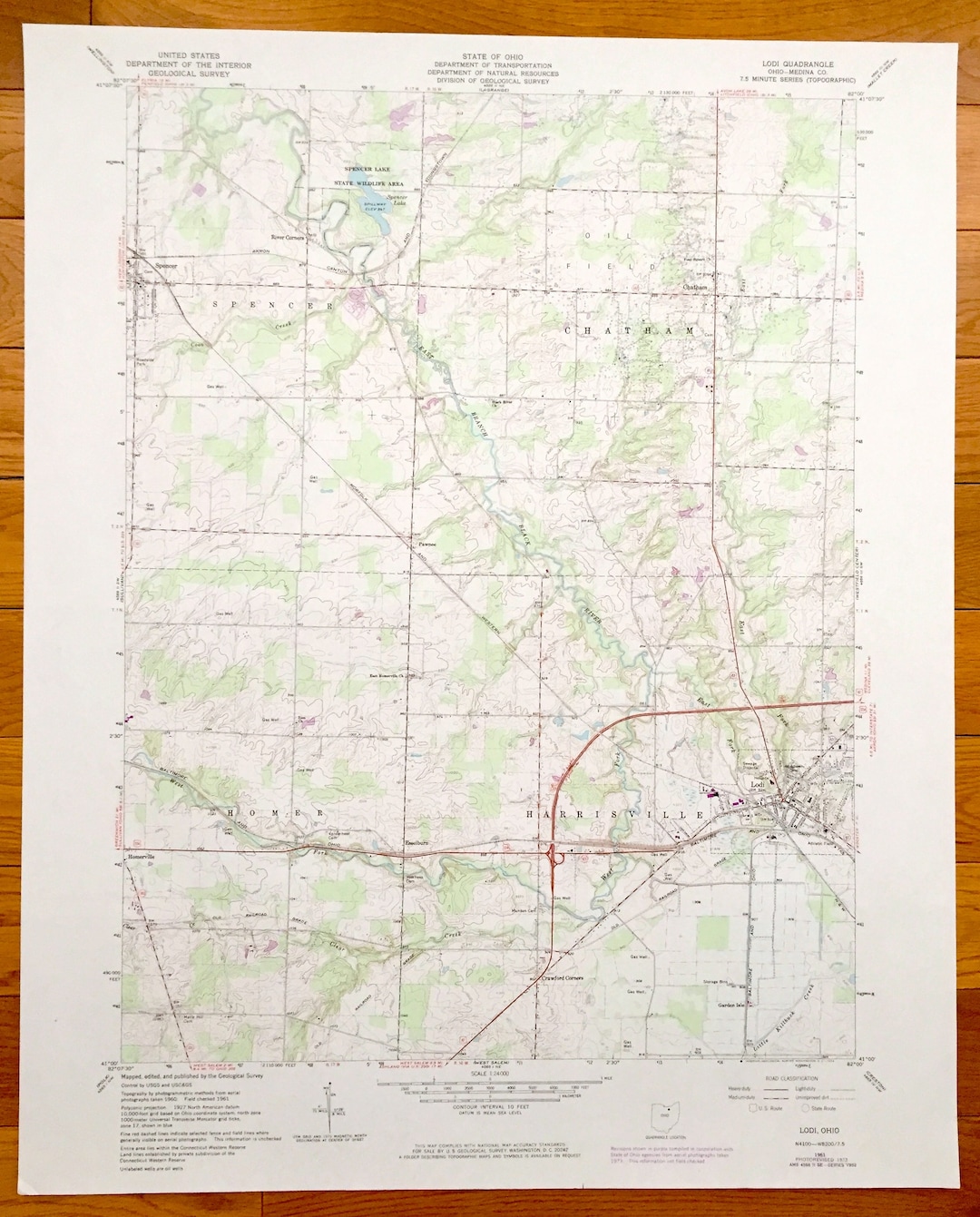 Antique Lodi, Ohio 1961 US Geological Survey Topographic Map – Chatham ...