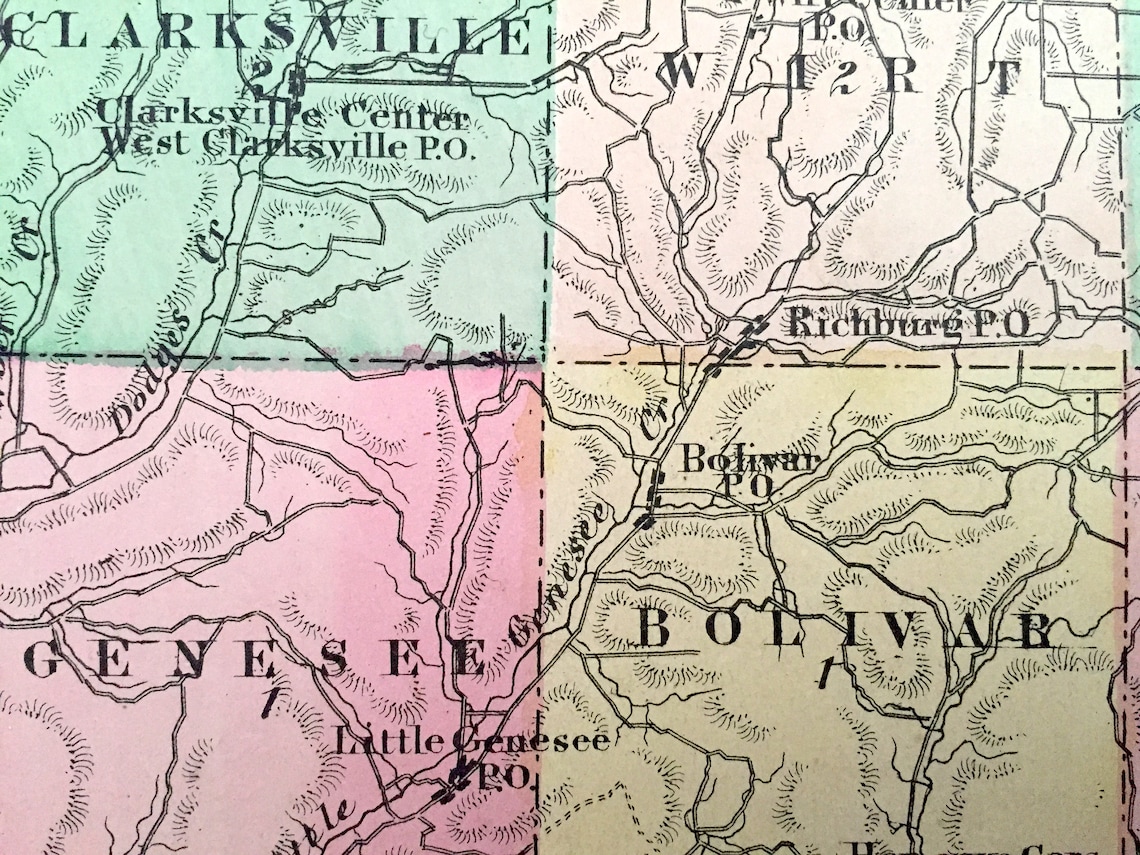 Antique 1869 Allegany County New York Map from D.G. Beers & | Etsy