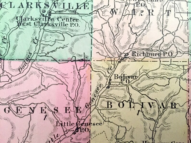 Antique 1869 Allegany County New York Map from D.G. Beers & | Etsy
