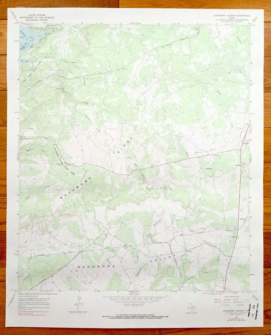 Antique Longhorn Cavern, Texas 1967 US Geological Survey Topographic ...