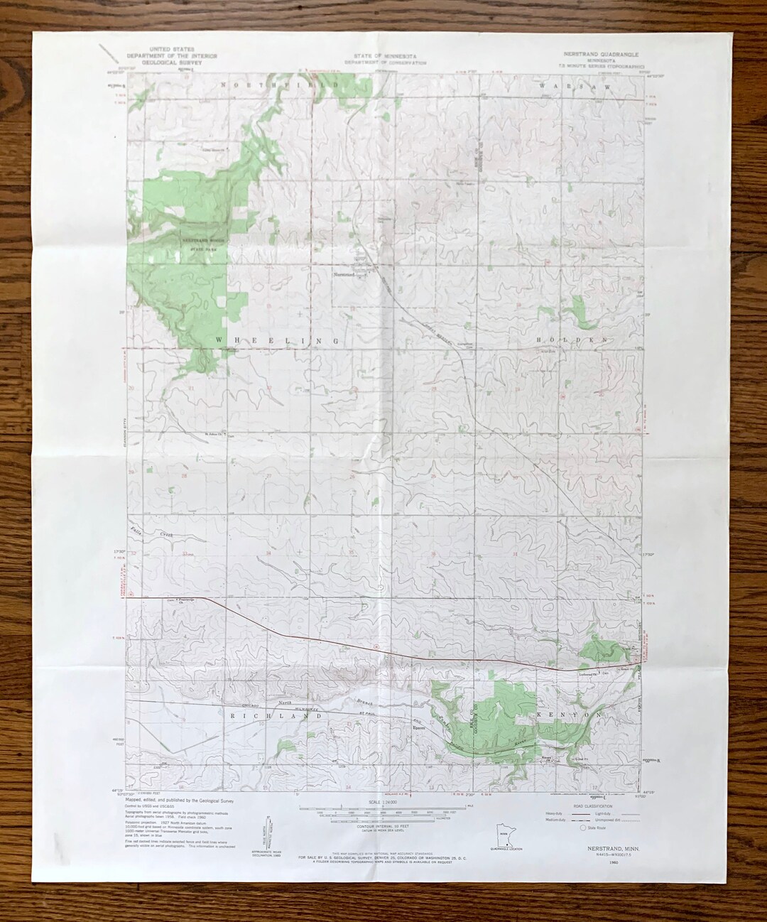 Antique Nerstrand, Minnesota 1960 US Geological Survey Topographic Map ...