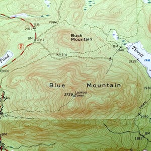 Antique Blue Mountain, New York 1954 US Geological Survey Topographic ...