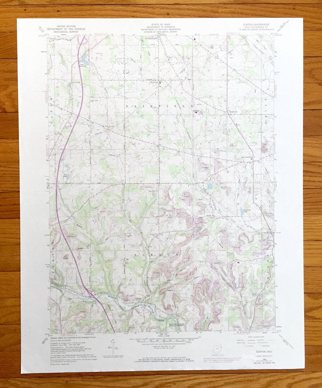 Antique Elkton, Ohio 1960 US Geological Survey Topographic Map ...