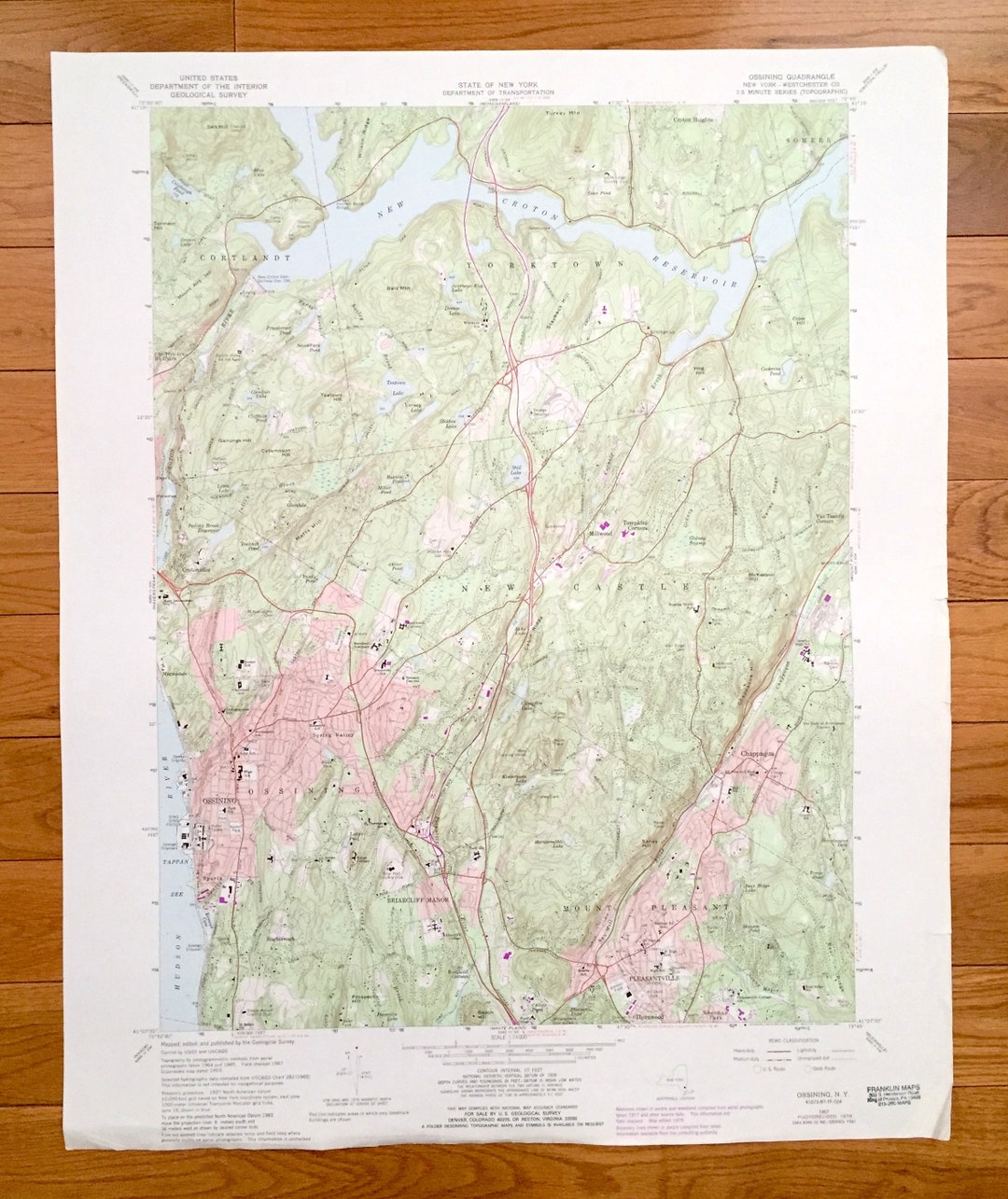 Antique Ossining, New York 1967 US Geological Survey Topographic Map ...