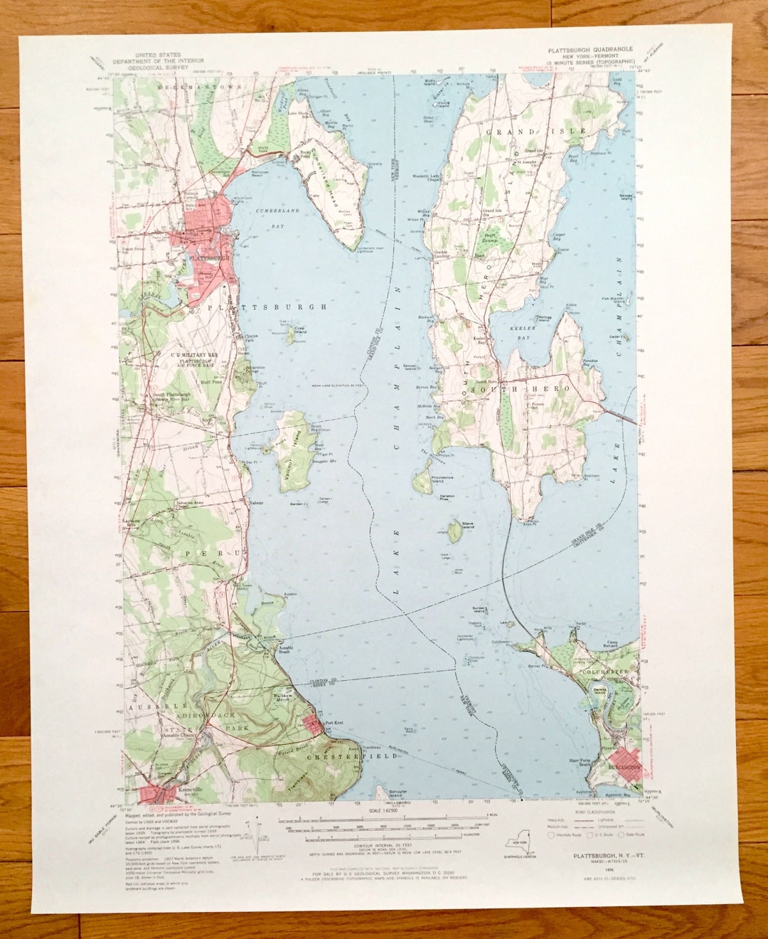 Antique Plattsburgh, New York & South Hero Island, Vermont 1956 US ...