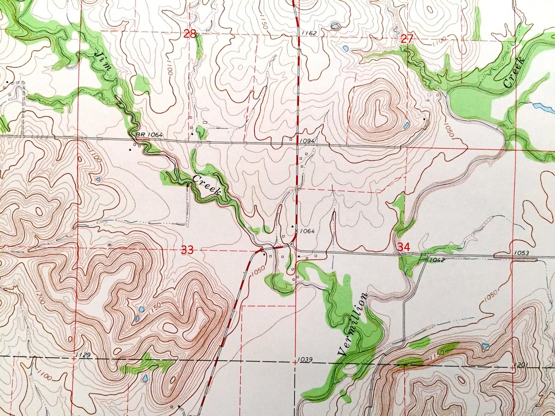 Antique Onaga, Kansas 1964 US Geological Survey Topographic Map – Lone ...