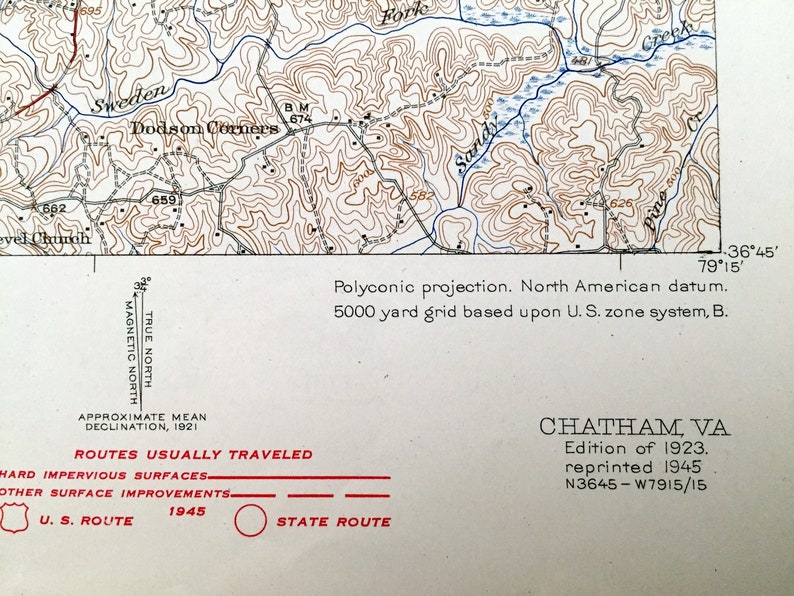 Antique Chatham Virginia 1923 US Geological Survey | Etsy