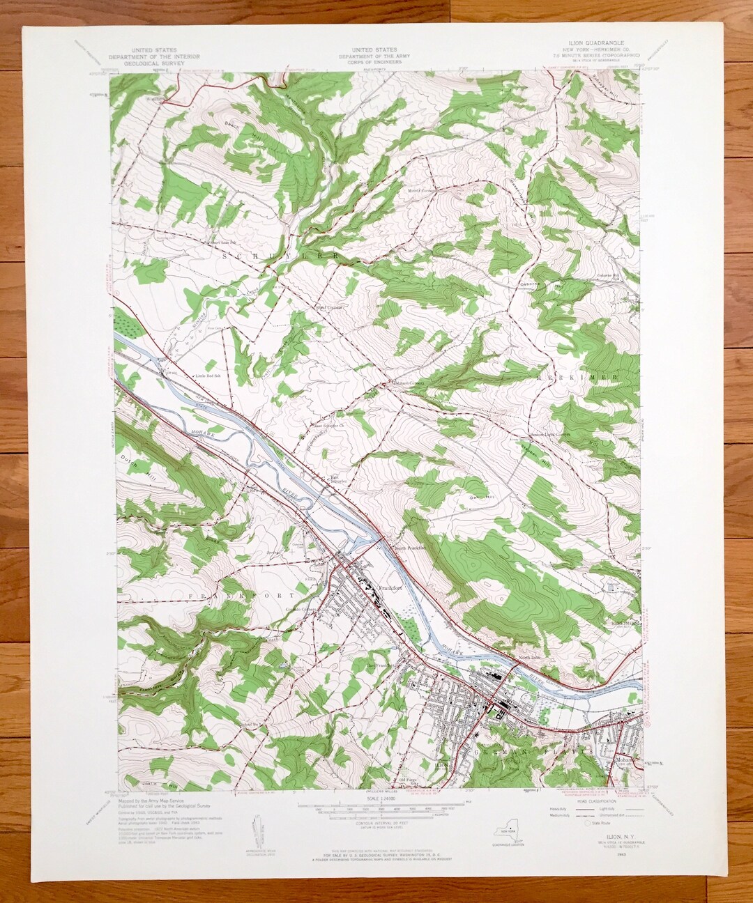 Antique Ilion, New York 1943 US Geological Survey Topographic Map ...