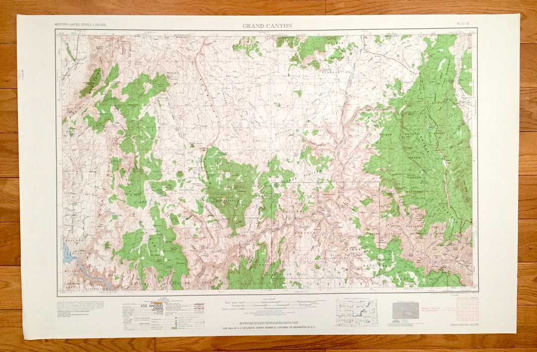 Antique Grand Canyon, Arizona 1960 US Geological Survey Topographic Map ...