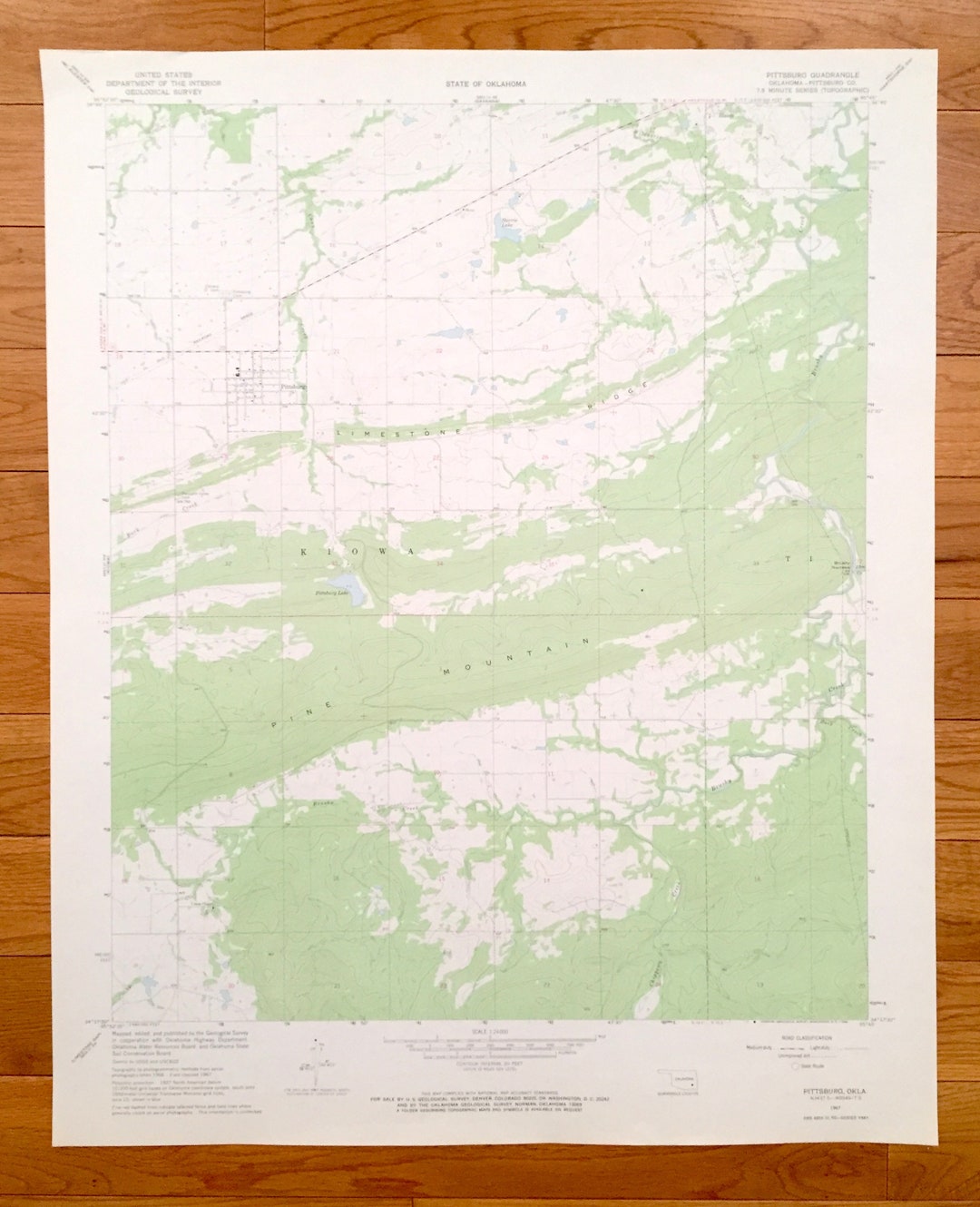 Antique Pittsburg, Oklahoma 1967 US Geological Survey Topographic Map ...
