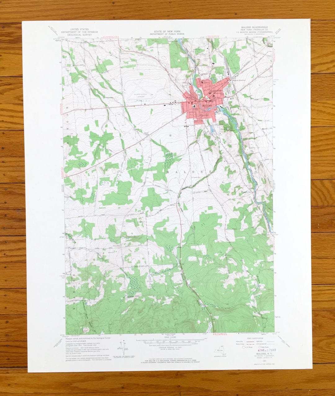 Antique Malone, New York 1964 US Geological Survey Topographic Map ...