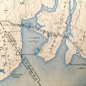 Antique 1893 Fall River, Massachusetts US Geological Survey Topographic ...