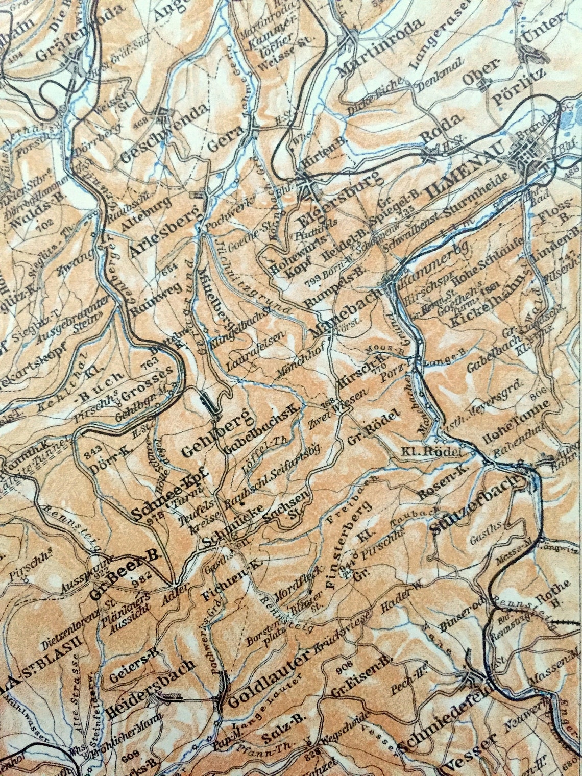 Antique 1925 Tambach Germany Map From Baedekers Guide Atlas | Etsy