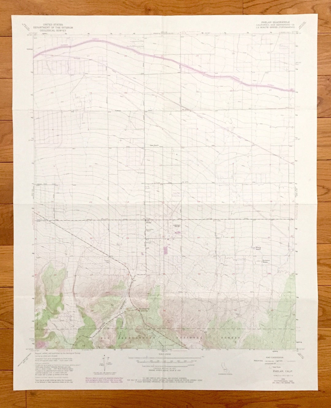 Antique Phelan, California 1956 US Geological Survey Topographic Map ...